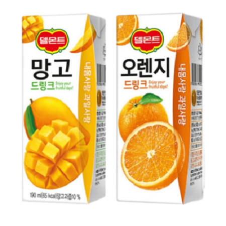 델몬트 드링크오렌지 팩190ml 32입+델몬트 드링크망고 팩190ml 32입 - 최저가 사업자 식자재 | 식봄