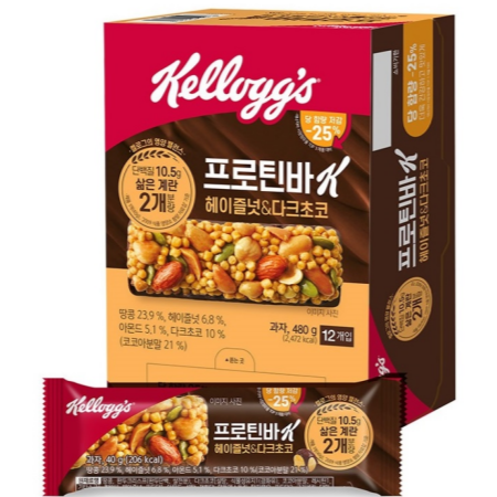 프로틴바 헤이즐 다크초코 40G X 12EA X 9PK 1BOX 켈로그 - 최저가 사업자 식자재 | 식봄