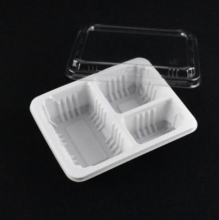 3칸반찬용기 미니3찬용기 UL-12153-3A(백색)실링용기 200세트(1215투명뚜껑포함) - 최저가 사업자 식자재 | 식봄