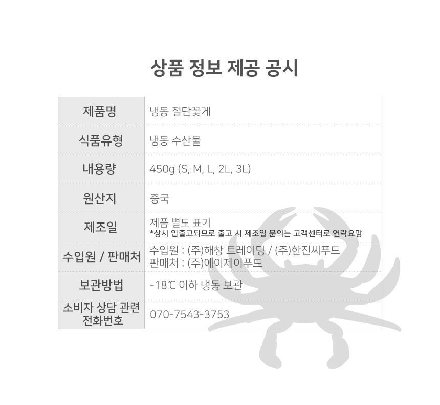 냉동 절단꽃게(중국) S 450g | 식봄