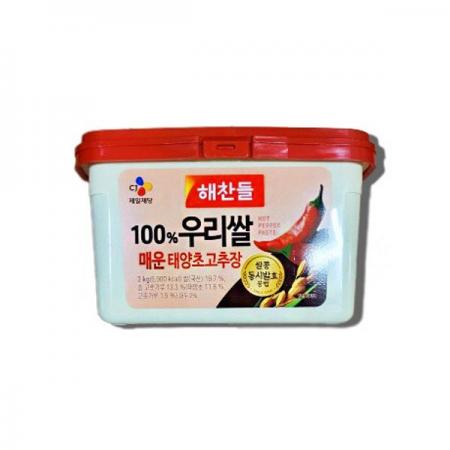 CJ 해찬들 우리쌀 매운 태양초고추장 3kg (4단계매운맛) - 최저가 사업자 식자재 | 식봄