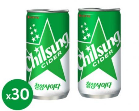 롯데)칠성 사이다 190캔 (190ml*30EA) - 최저가 사업자 식자재 | 식봄